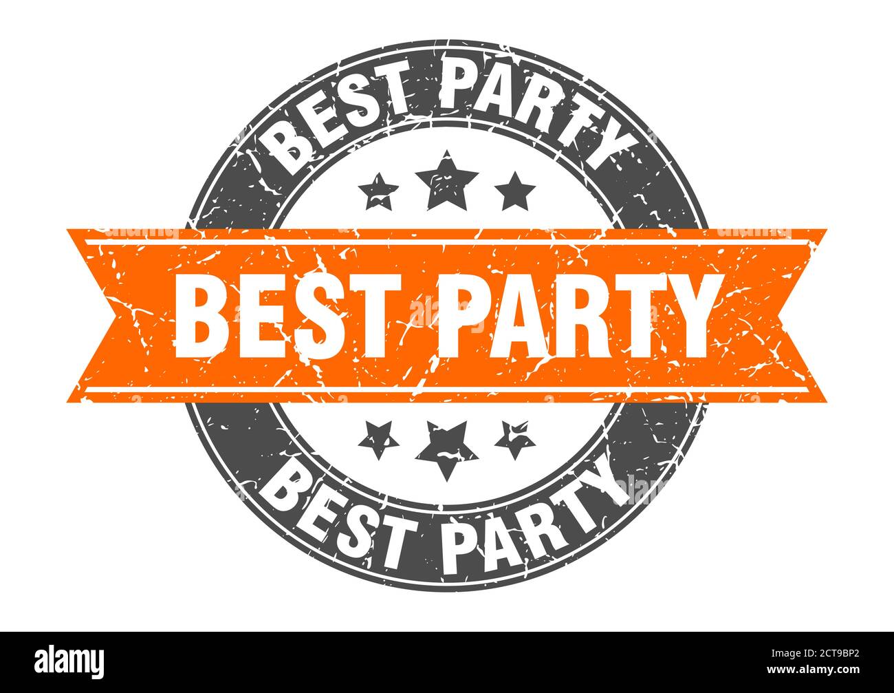 best party round stamp with ribbon. sign. label Stock Vector Image ...