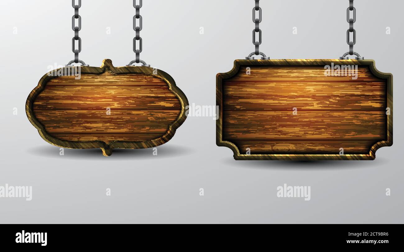 Vector realistic illustration of wooden signboard Stock Vector Image ...
