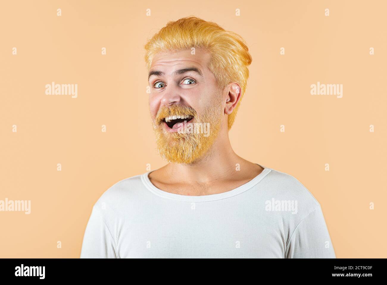 Bearded Happy Man Smile Face Barber With Long Beard And Moustache In