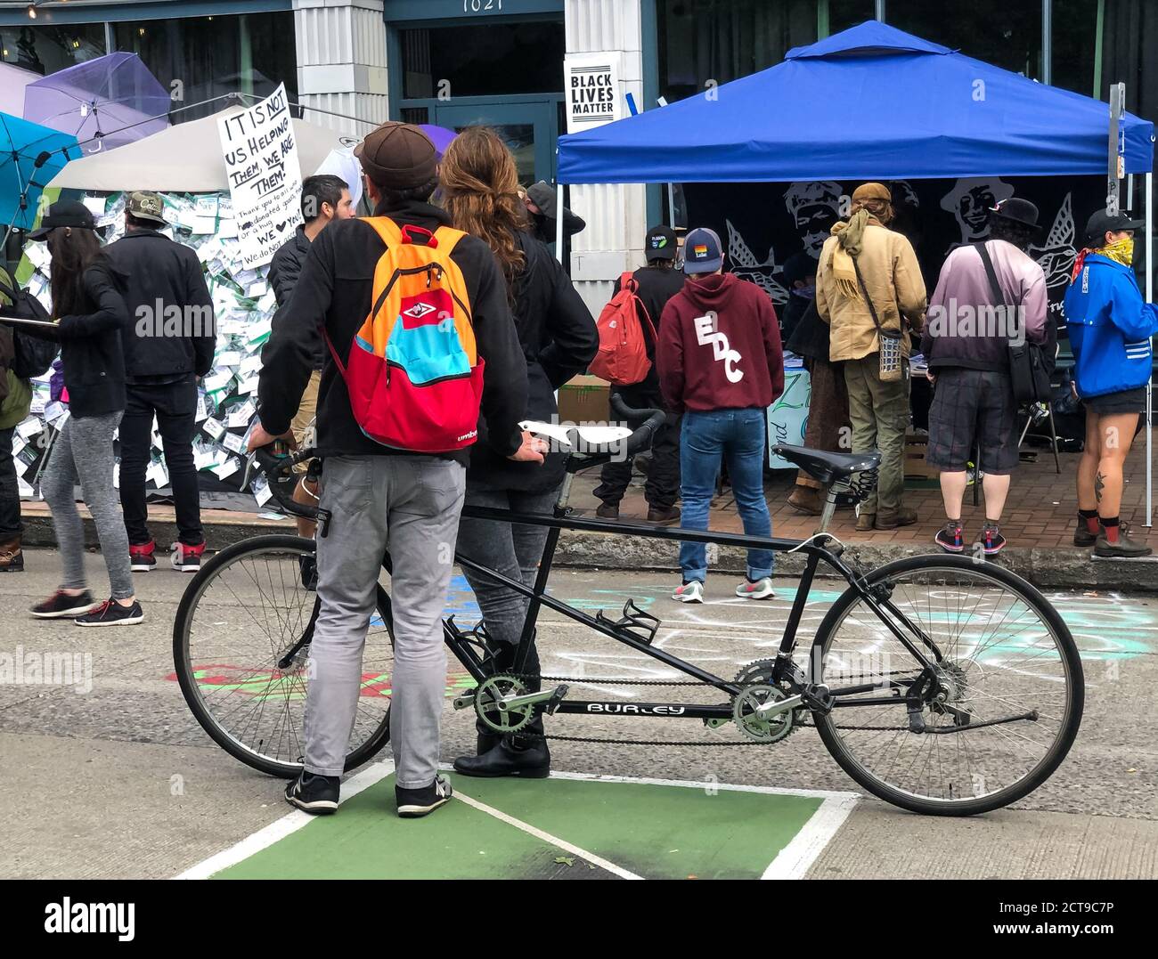 Seattle, USA Jun 13, 2020: People visiting the Chaz zone located at the ...