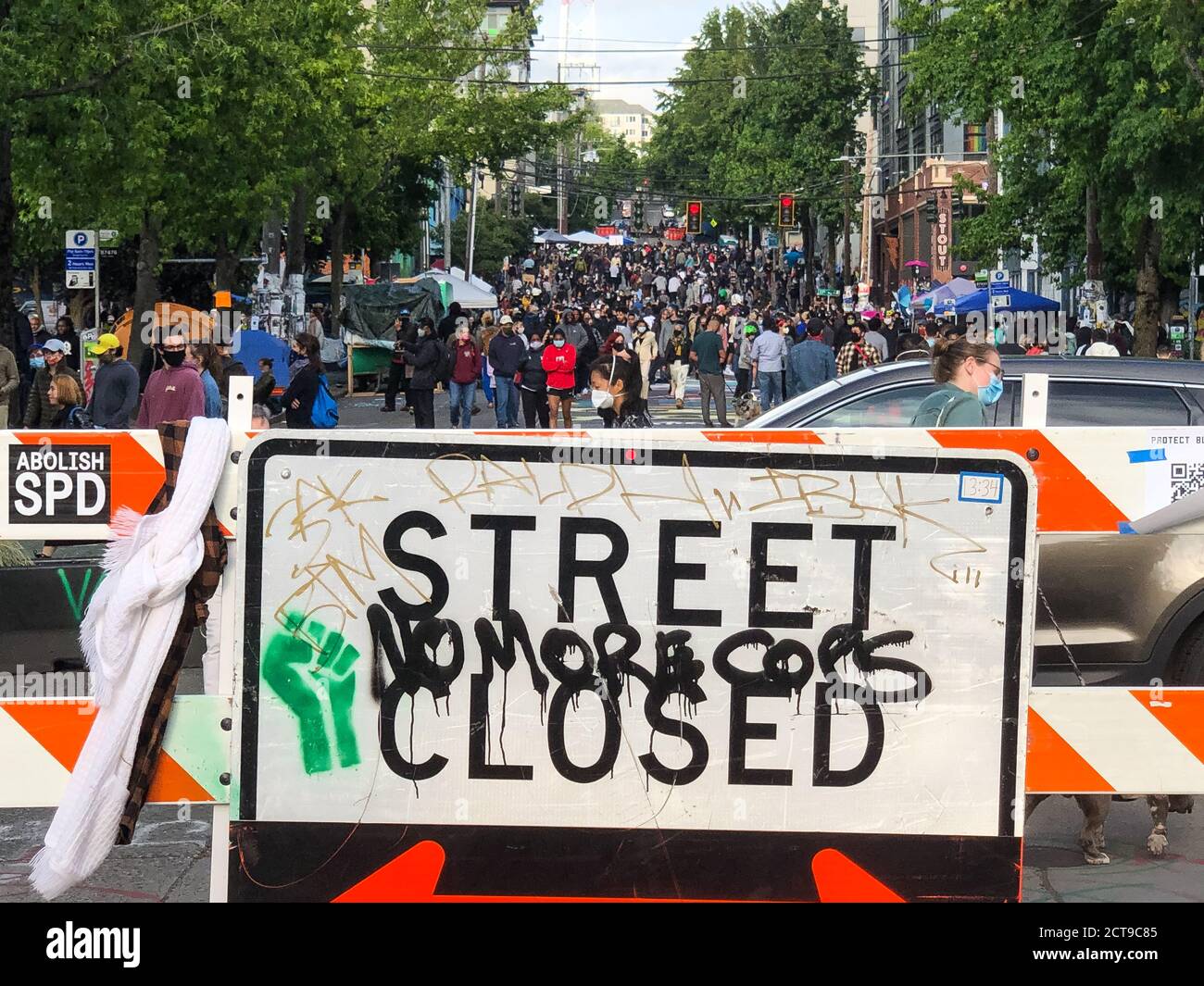 Seattle, USA Jun 13, 2020: Protestor at Chaz located at the East ...