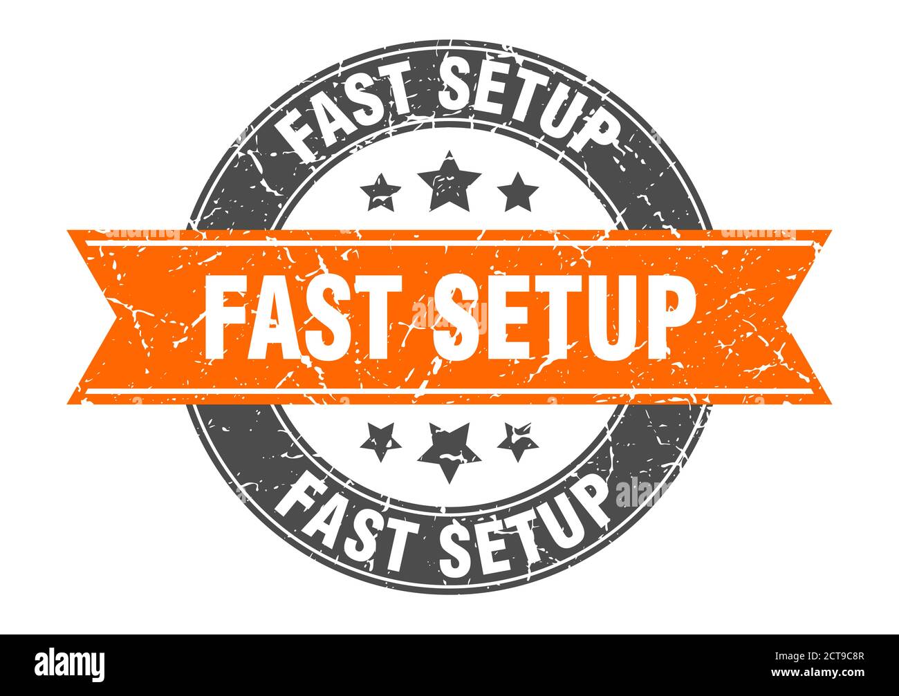 fast setup round stamp with ribbon. sign. label Stock Vector Image ...