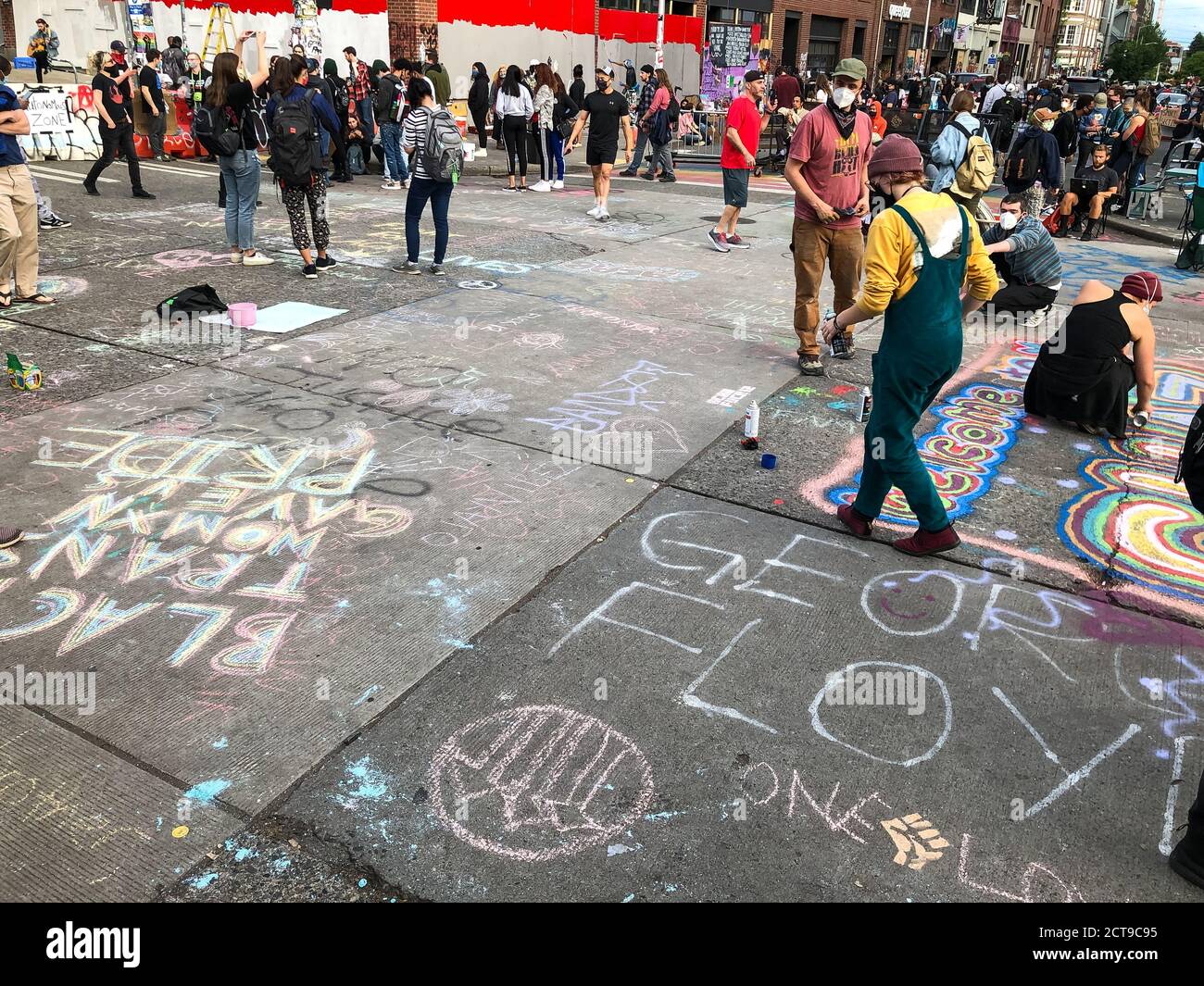 Seattle, USA Jun 10, 2020: Protestor at Chaz located at the East ...