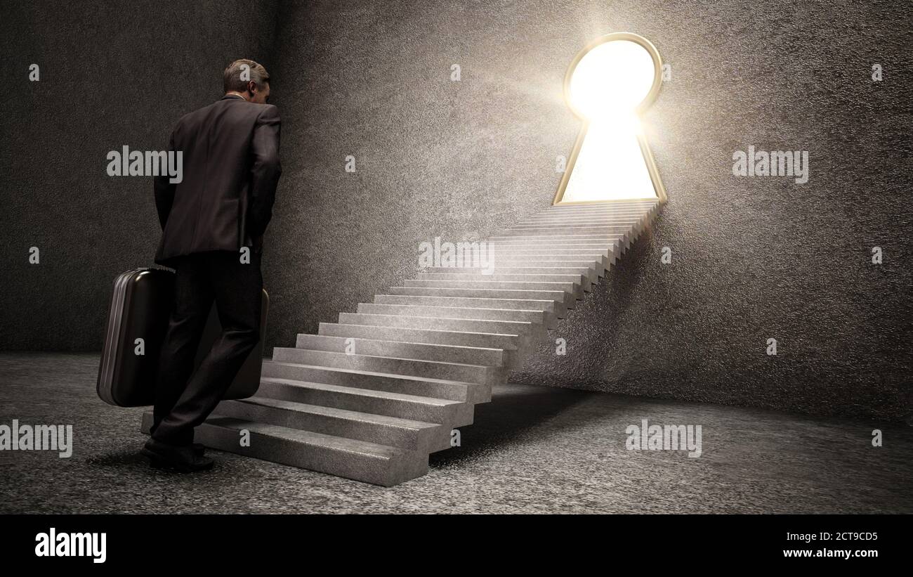 Businessman standing in front of keyhole hi-res stock photography and ...