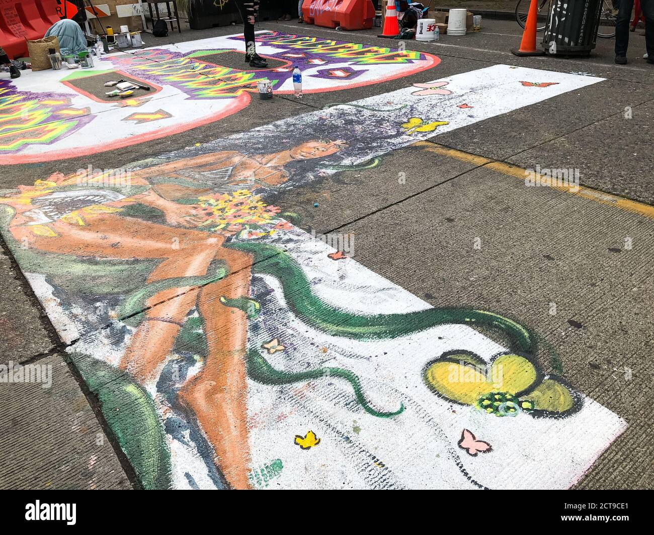Seattle, USA Jun 11, 2020: Art at Chaz located by the East Precinct ...
