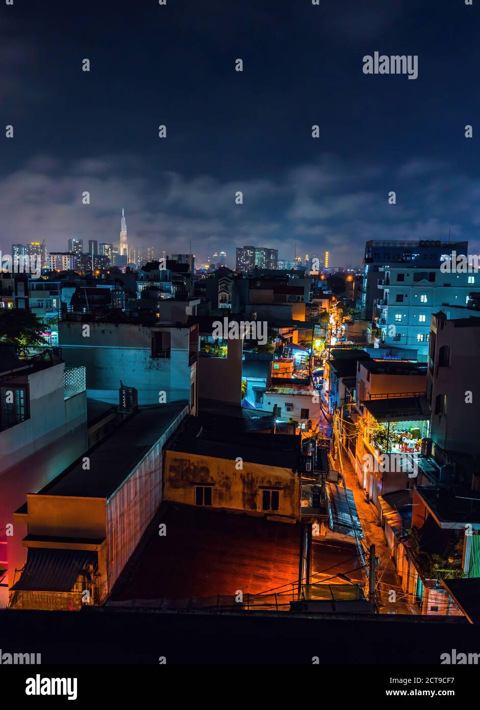 Spectacular view of a landmark 81 skyscraper sky in mist and clouds at ...