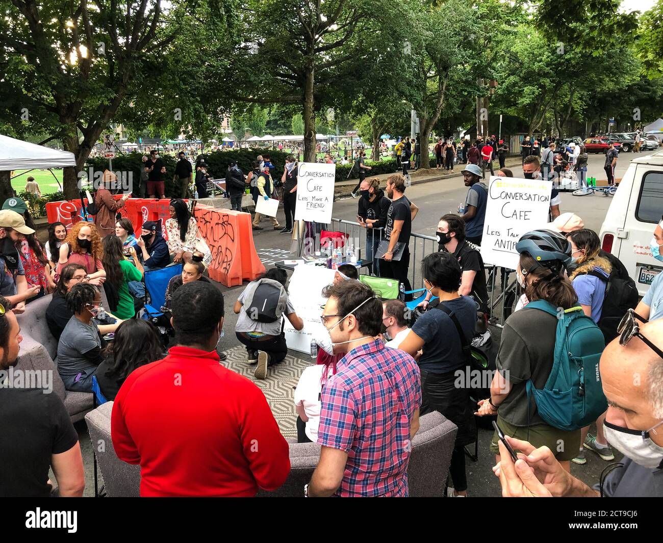 Seattle, USA Jun 11, 2020: Protestor at Chaz located at the East ...