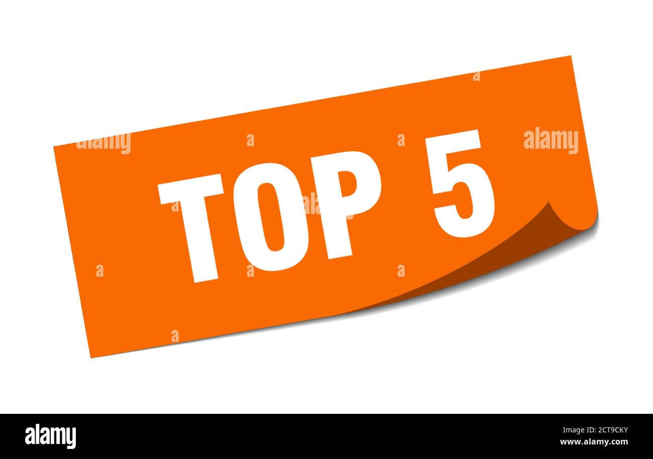 top 5 sticker. square isolated peeler sign. label Stock Vector Image ...