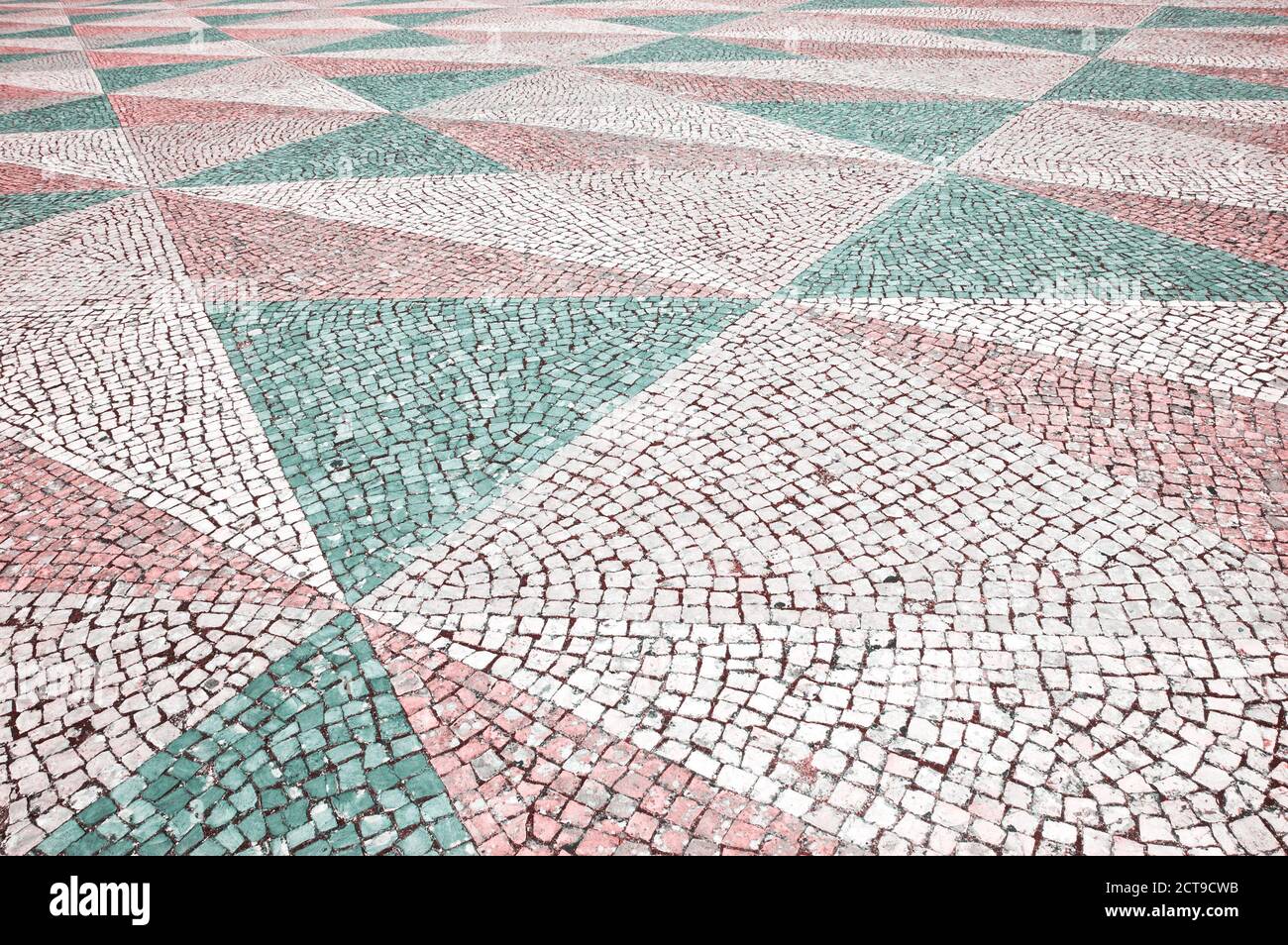 Mosaic tiles pavement background. Triangle paving. Toned photo Stock ...