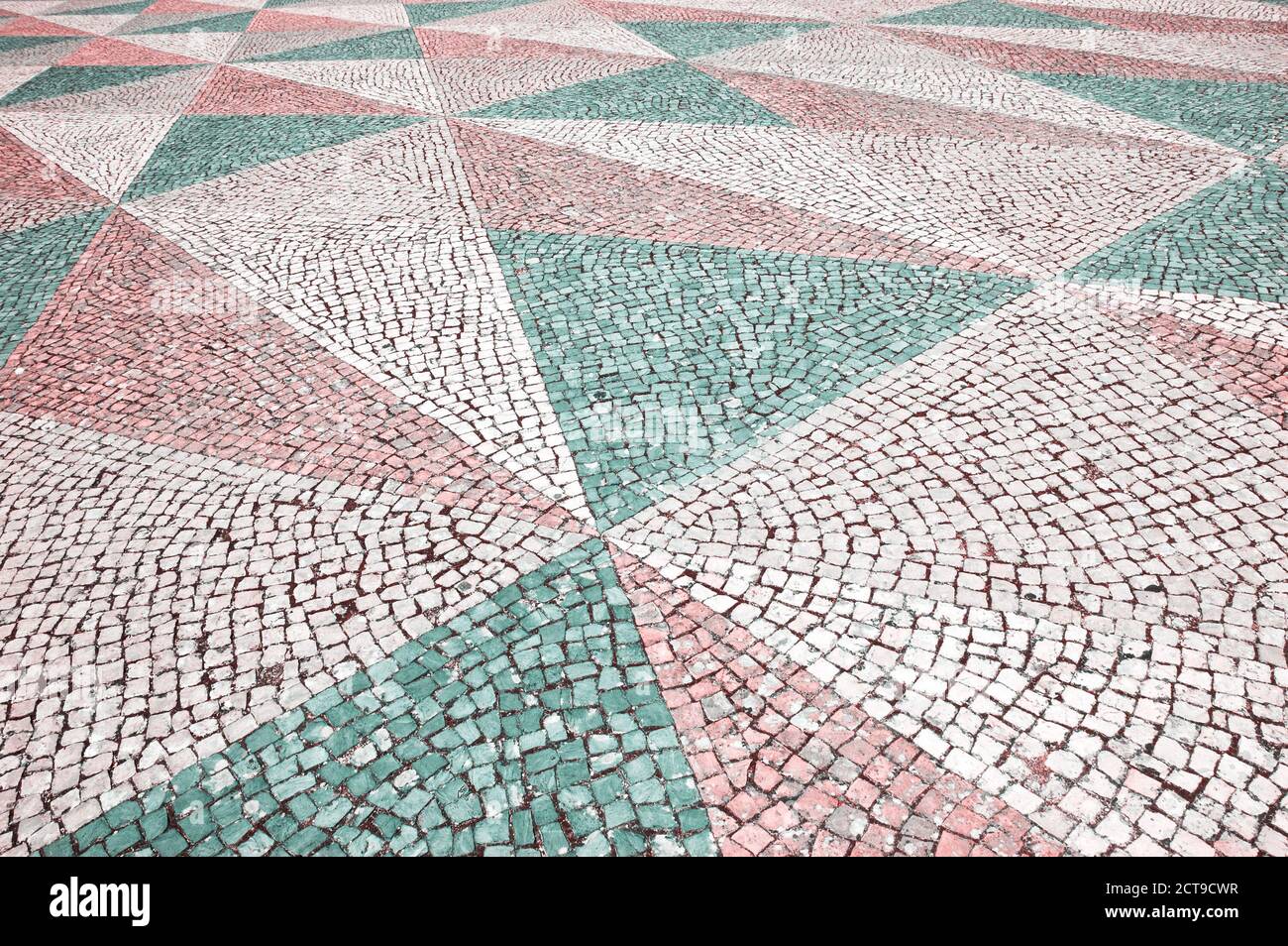 Mosaic tiles pavement background. Triangle paving. Toned photo Stock ...