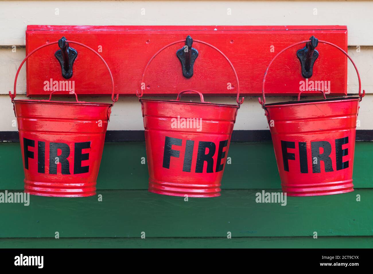 Retro fire buckets old railway hi-res stock photography and images - Alamy