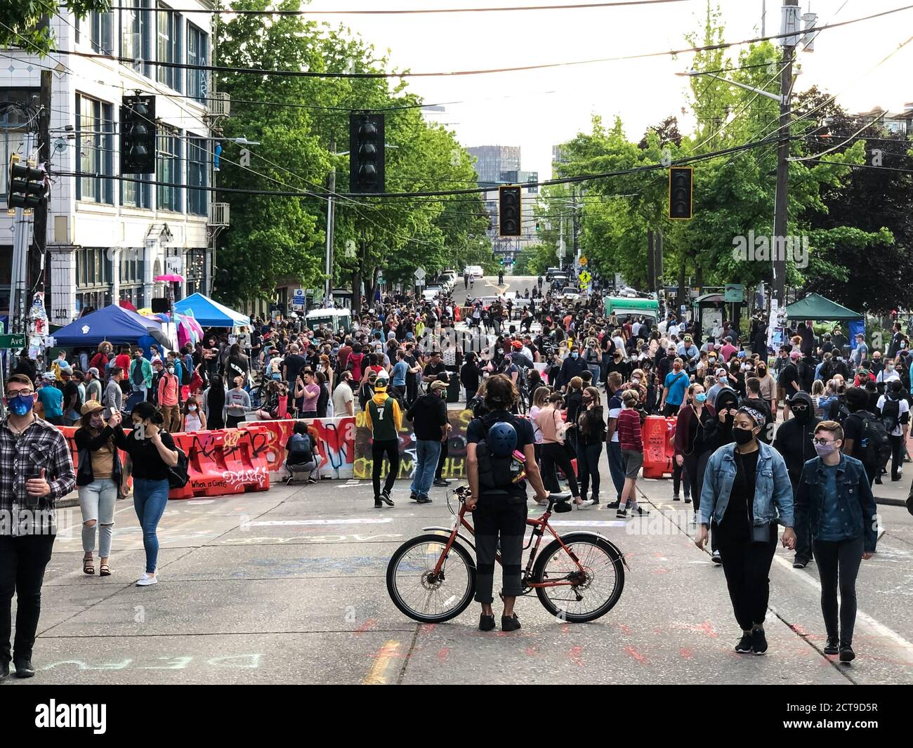 Seattle, USA Jun 11, 2020: Protestor at Chaz located at the East ...