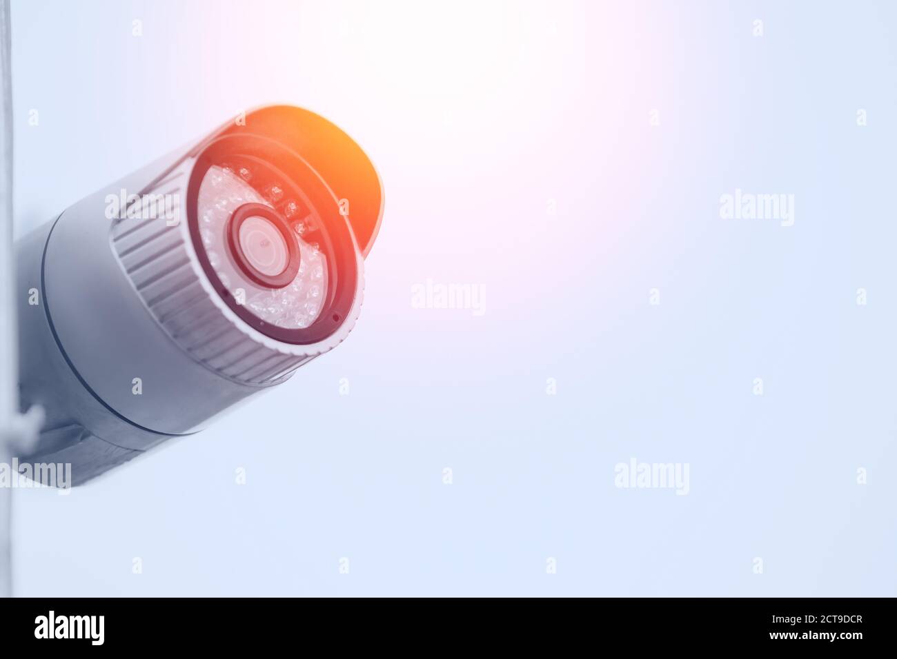 Security CCTV camera in private wooden house building, protection and ...