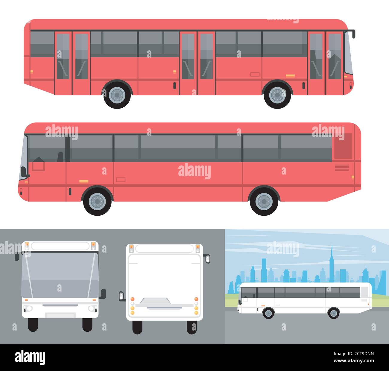 white and red buses mockup cars vehicles icons vector illustration ...