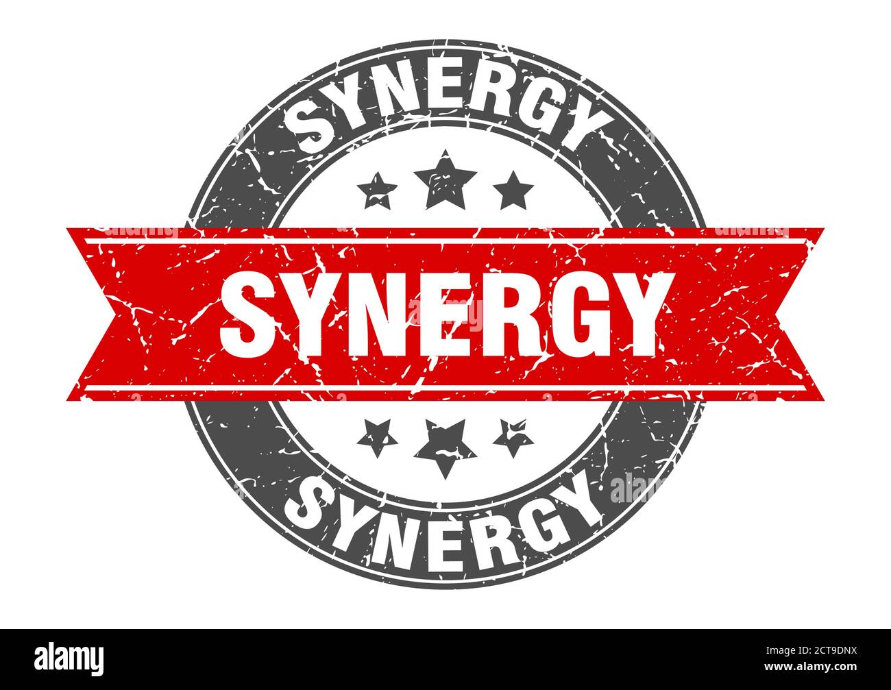 synergy round stamp with ribbon. sign. label Stock Vector Image & Art ...