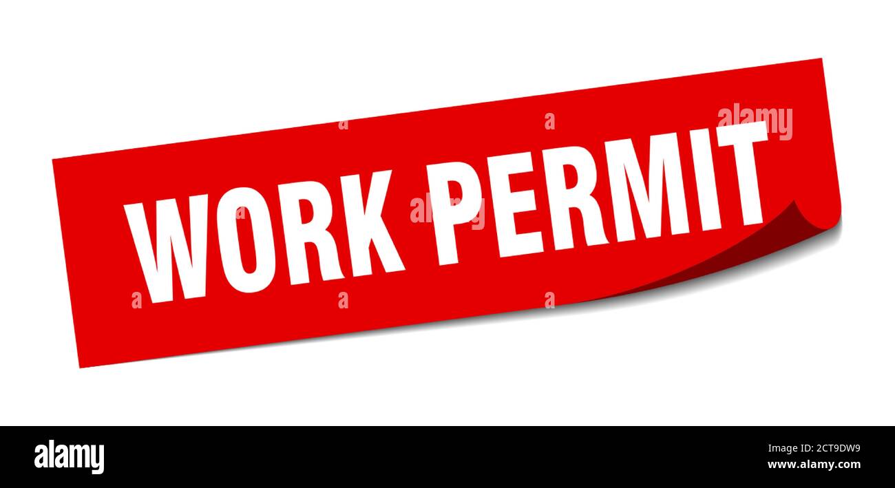 work permit sticker. square isolated peeler sign. label Stock Vector ...