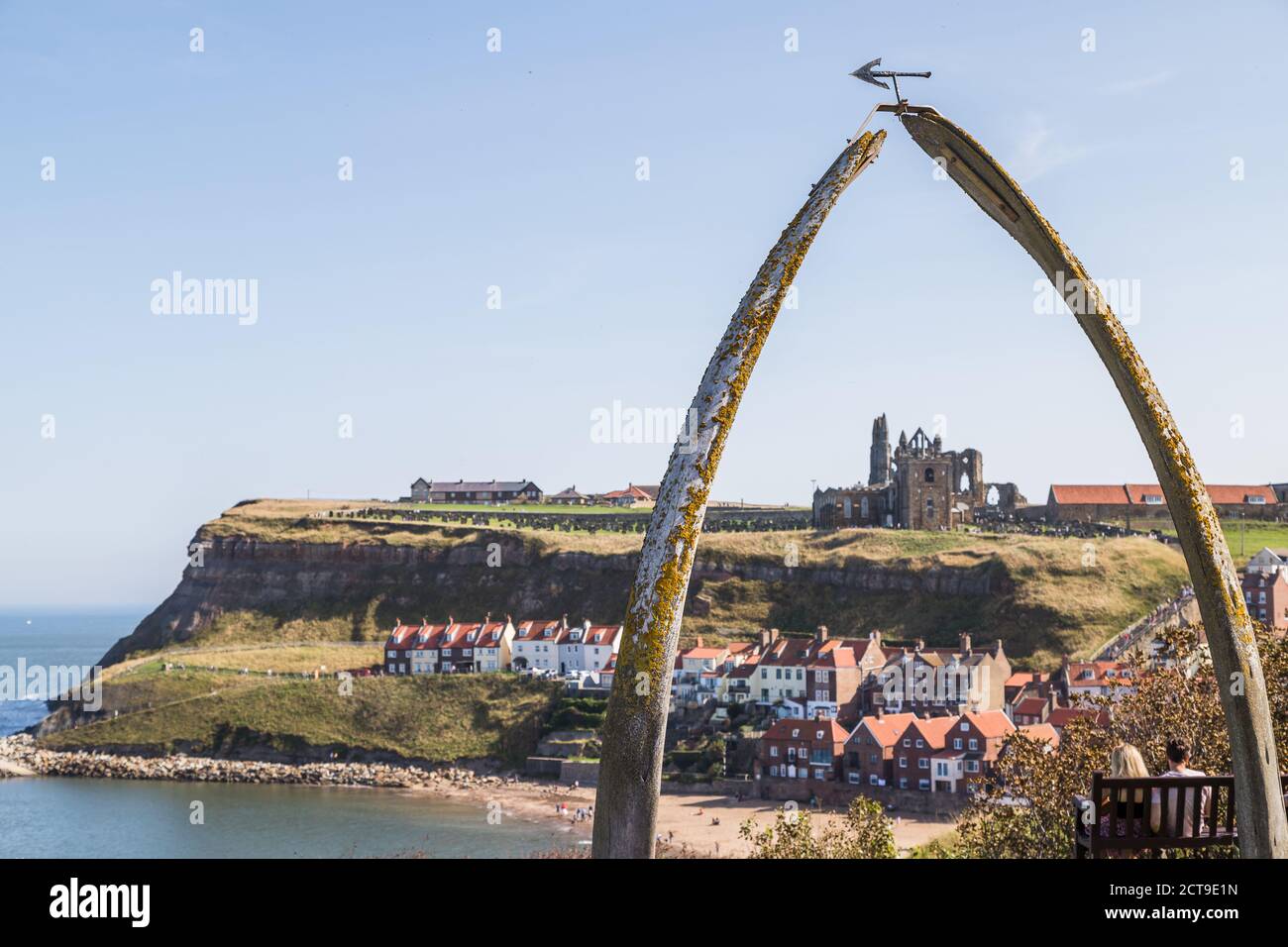 Whale bone arch above Whitby in Yorkshire which marks the once thriving ...