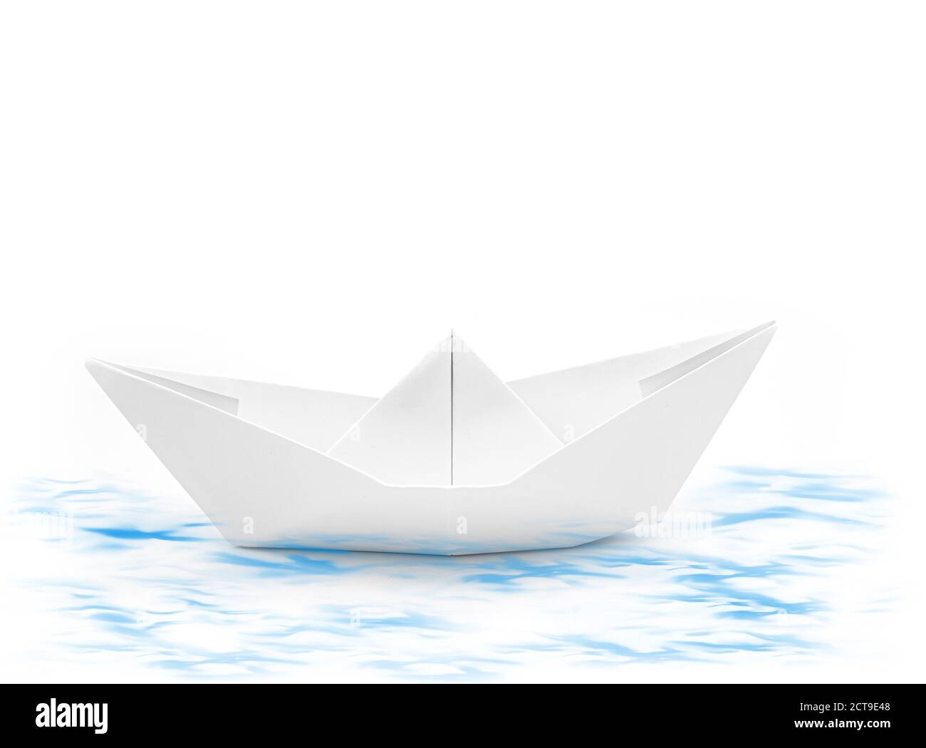 Paper boat on the water with white background Stock Photo - Alamy