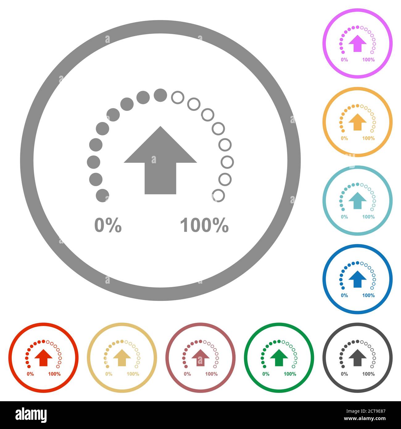 Download in progress flat color icons in round outlines on white ...