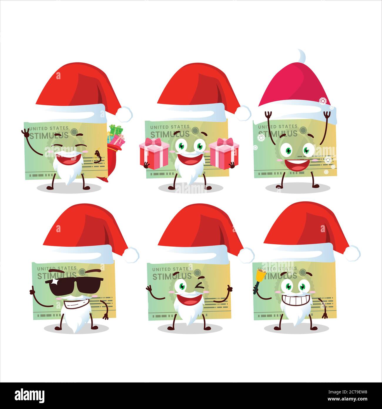 Santa Claus emoticons with stimulsus check cartoon character Stock ...