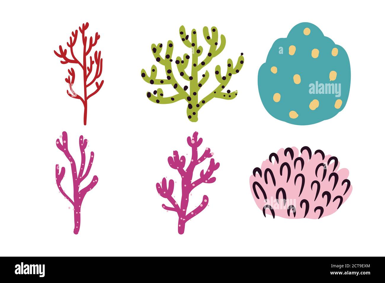 Set of colorful underwater design elements. Vector illustration Stock ...
