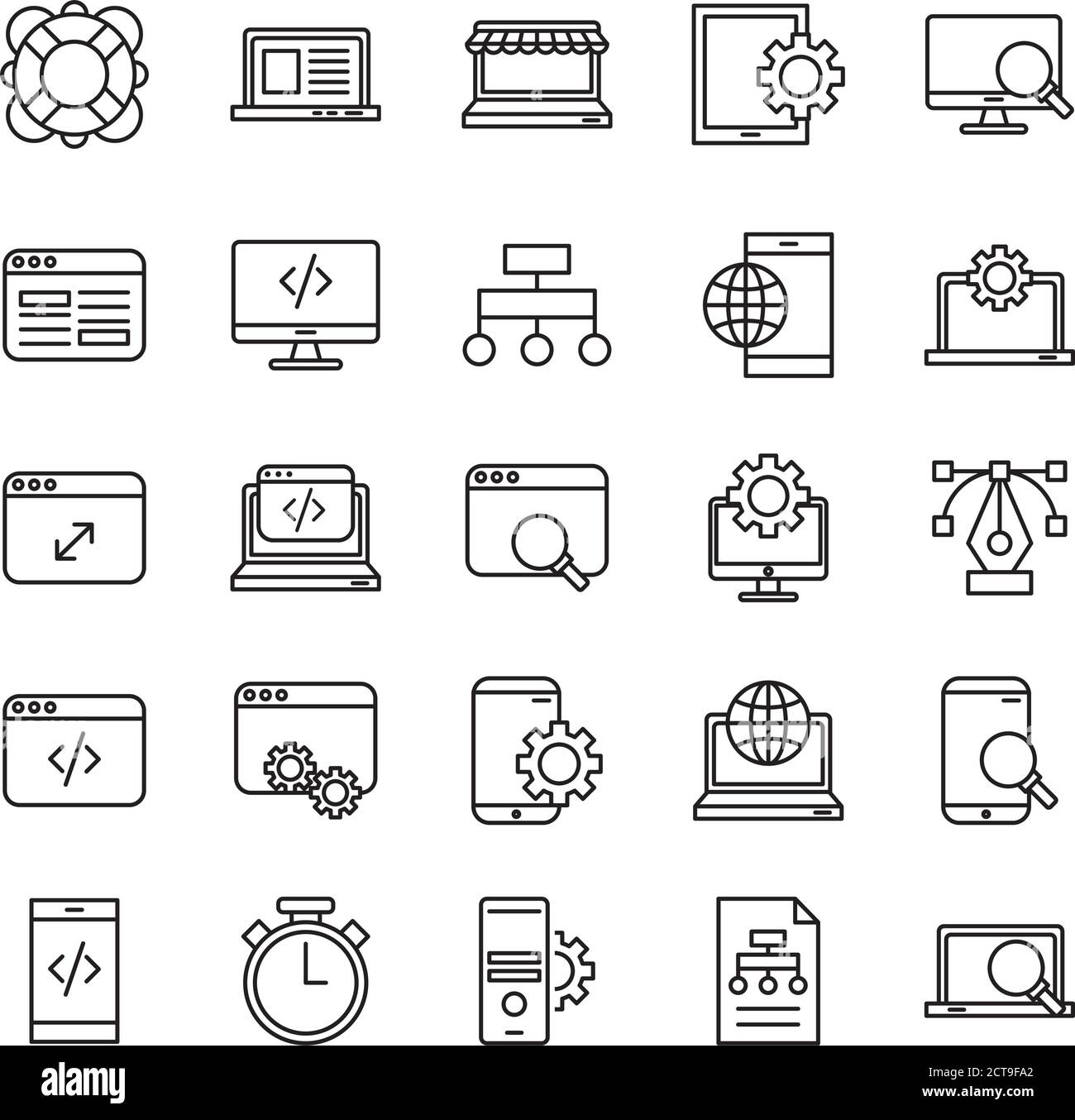 bundle of mockup responsive set line style icons vector illustration design Stock Vector Image ...