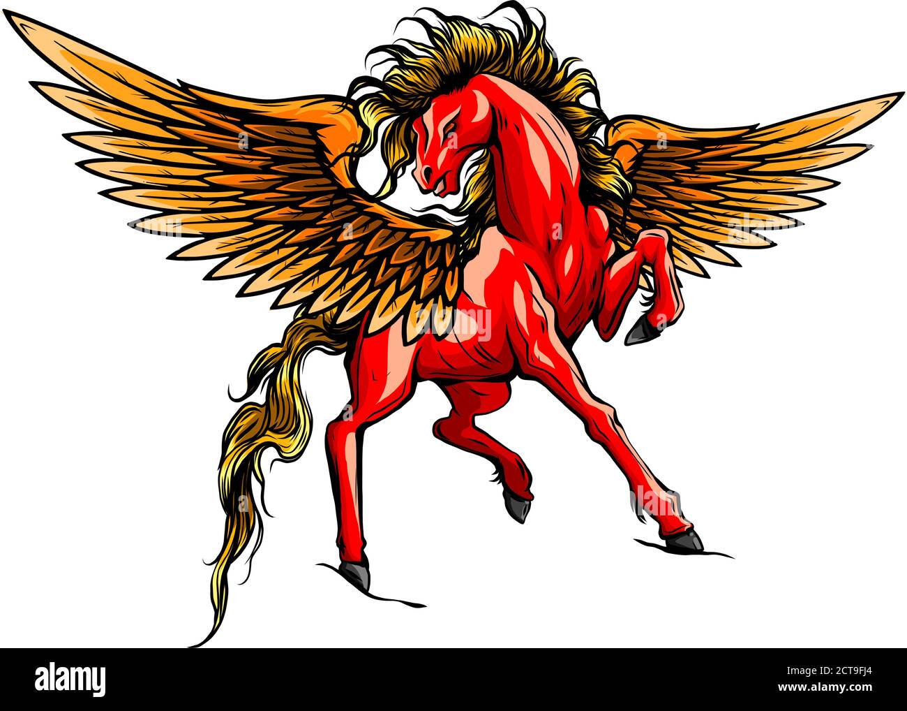 white pegasus, mythological winged horse, illustration isolated on ...
