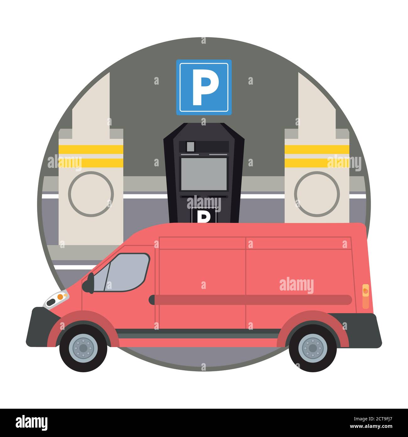 mini van mockup car vehicle in parking zone vector illustration design Stock Vector Image & Art ...