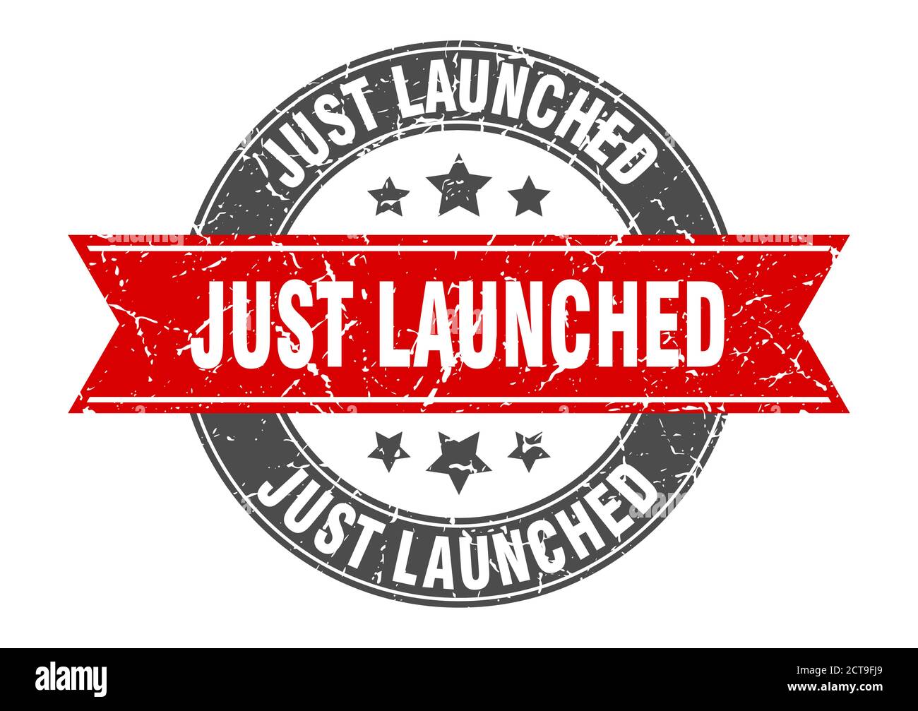 just launched round stamp with ribbon. sign. label Stock Vector Image ...