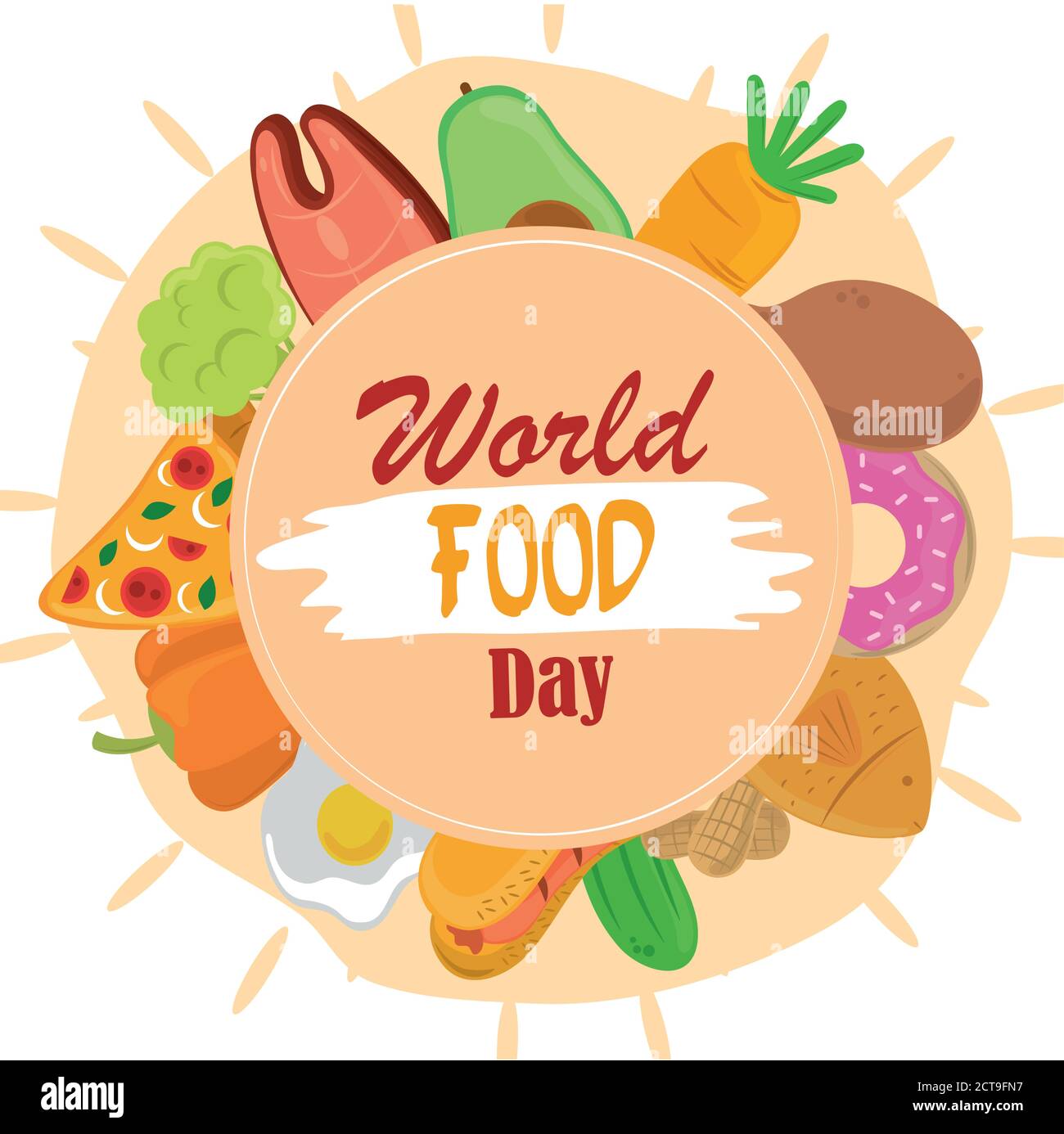 world food day, healthy lifestyle meal frame with circle shape vector ...