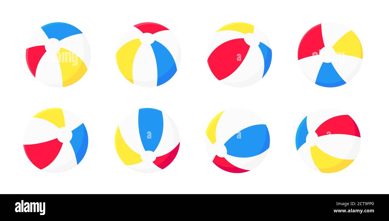 Inflatable beach ball flat style design vector illustration collection ...