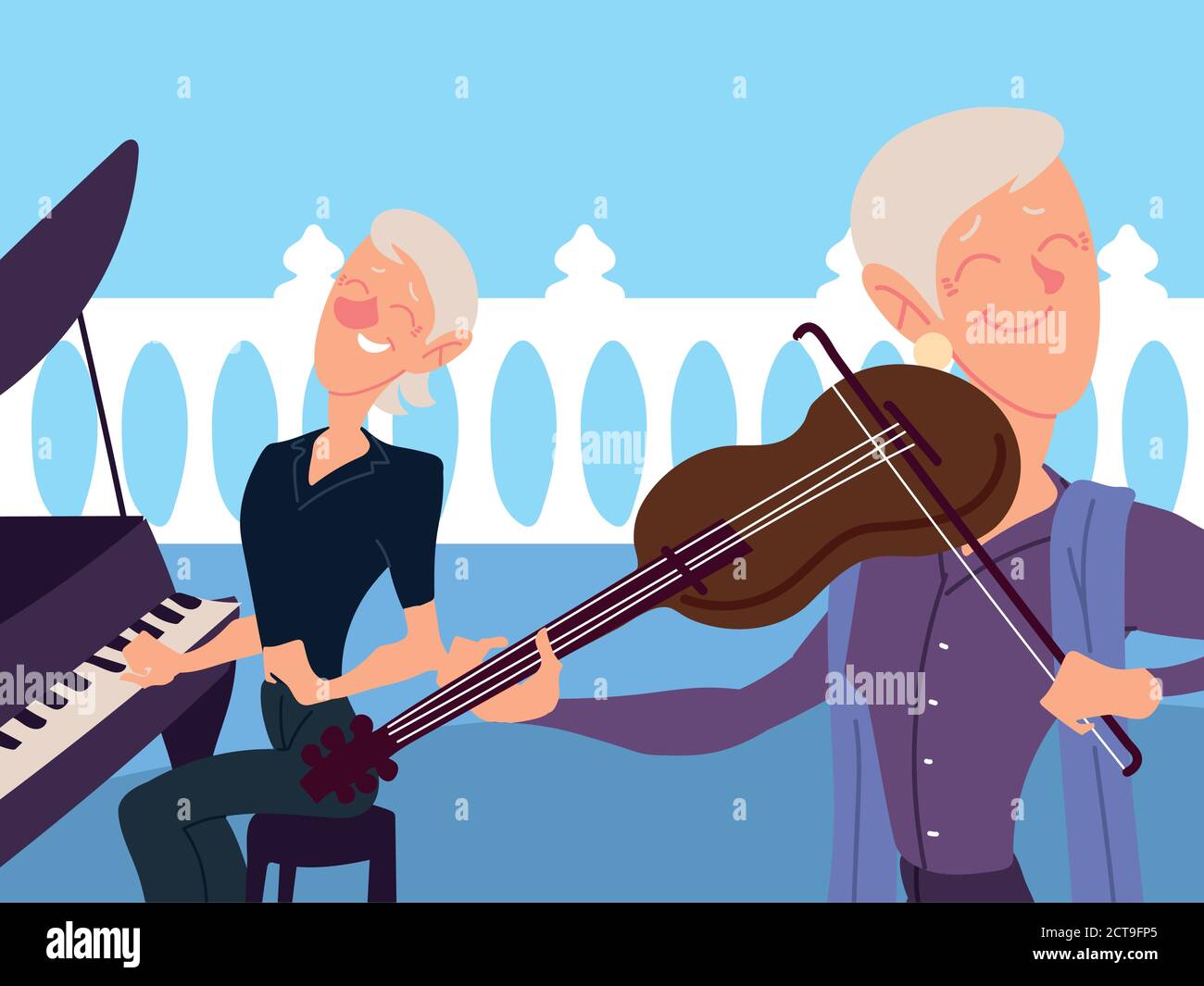 old women playing musical instruments, active senior vector ...