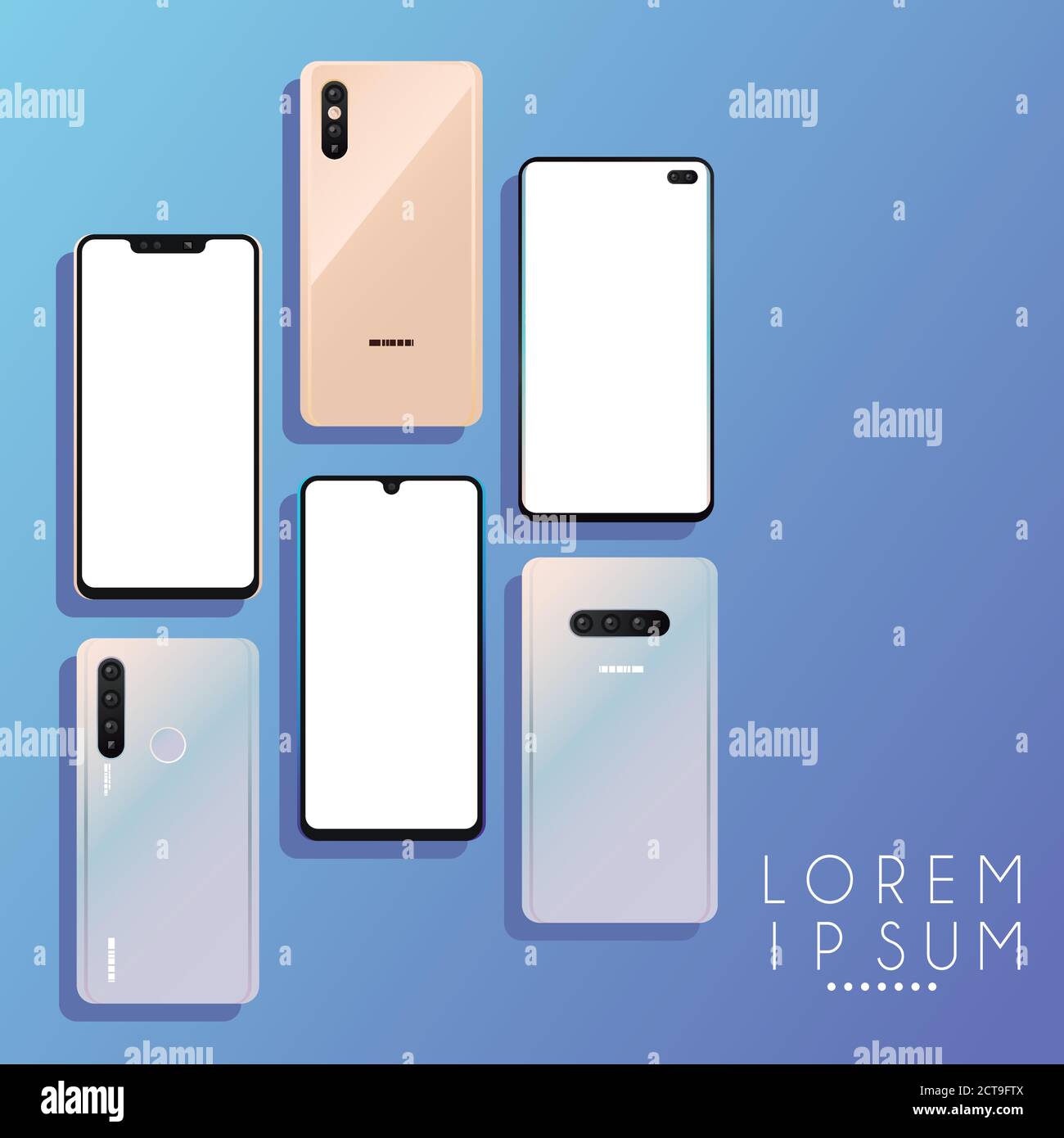 set of mockup smartphones devices icons vector illustration design ...