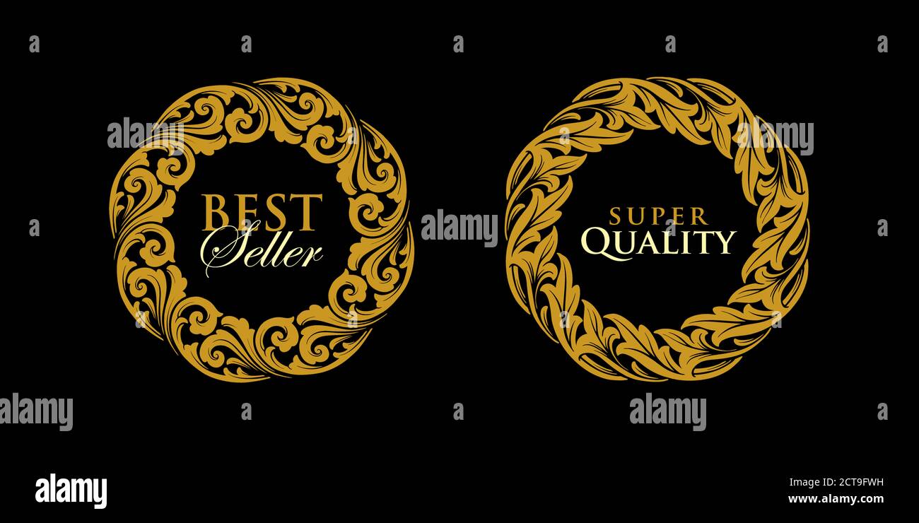 Logo Round Gold Emblem Frame Ornament Vector for business company and ...