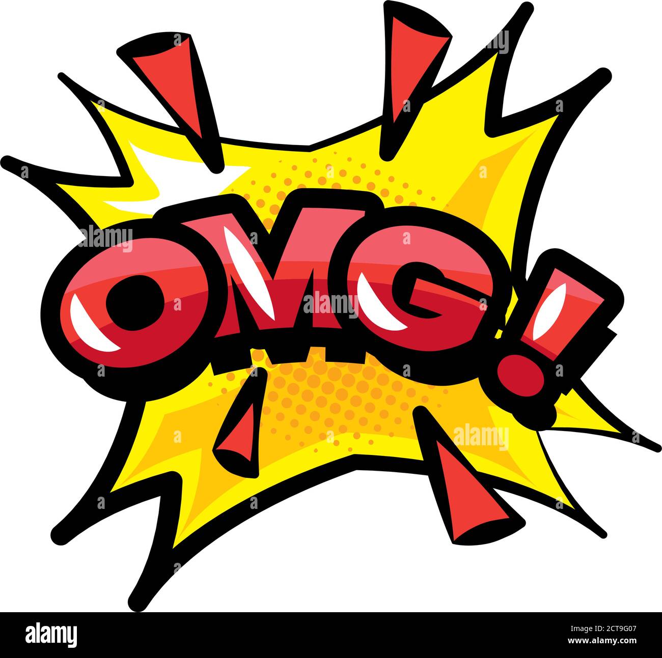 pop art omg explosion bubble detailed style icon design of retro ...