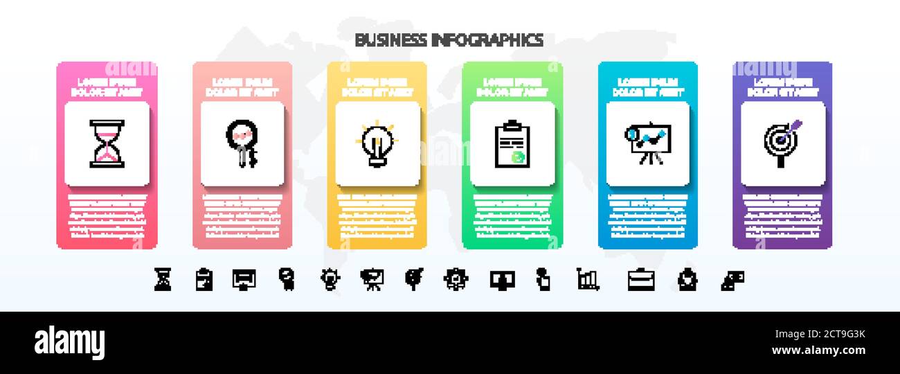 Infographics square with six steps, icons. Vector template used for ...