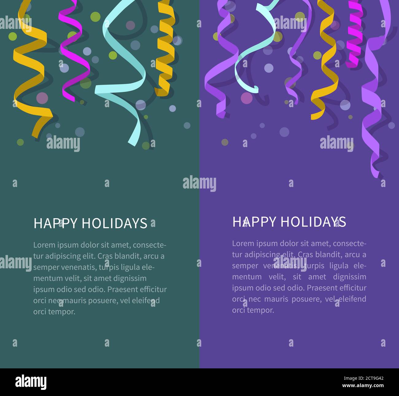 Vector streamers and confetti background. Streamers and curved swirl ...