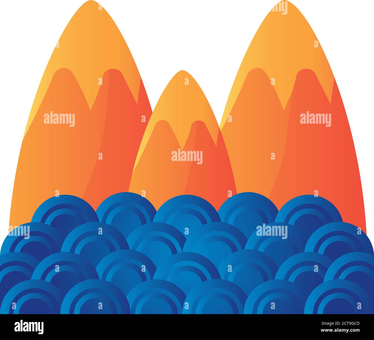 chinese clouds and mountains in white background vector illustration ...