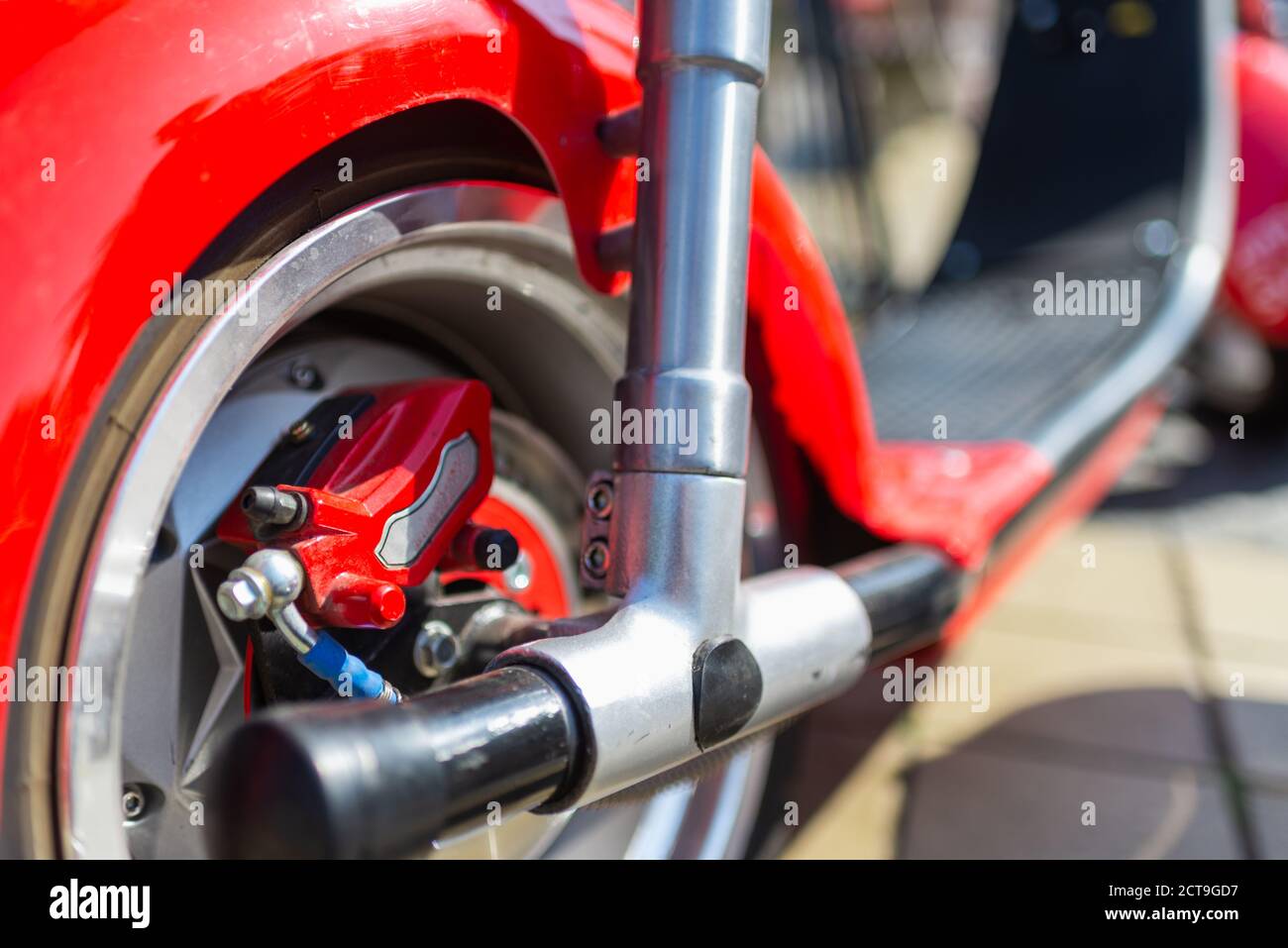 electric scooter bike.nice red bike Stock Photo - Alamy