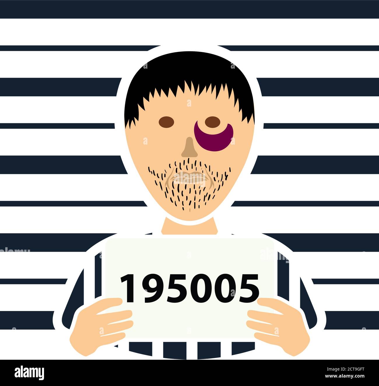 Prisoner In Front Of Wall With Scale Icon. Flat Color Design. Vector ...