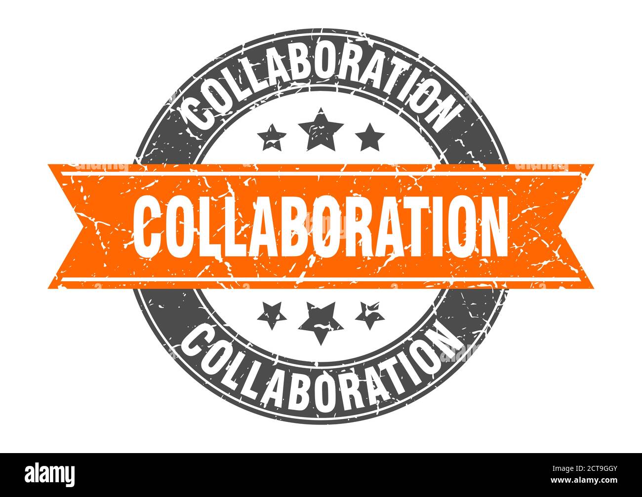 collaboration round stamp with ribbon. sign. label Stock Vector Image ...