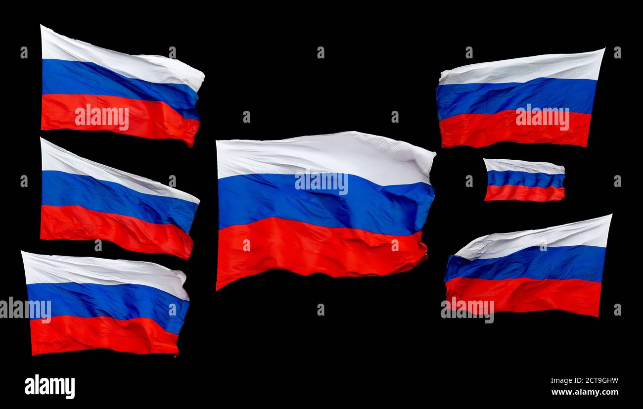 Russia flag waving on black isolated background Stock Photo - Alamy