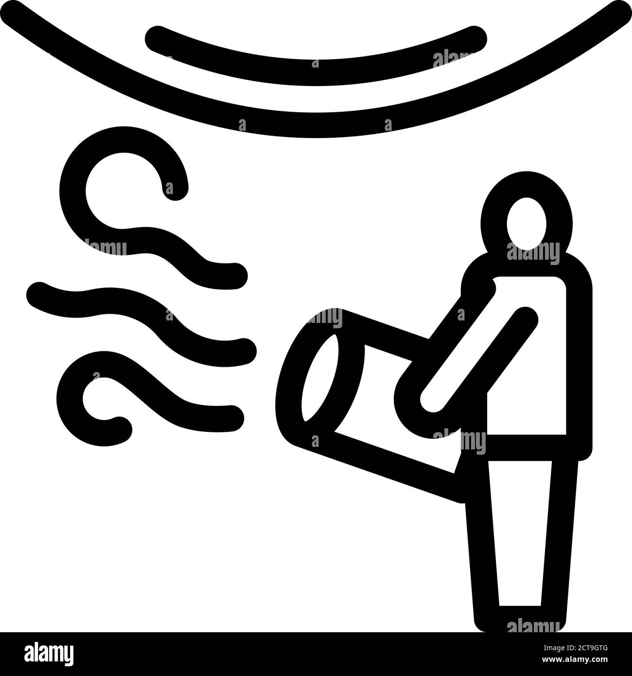 worker heating stretch ceiling with fan icon vector outline ...