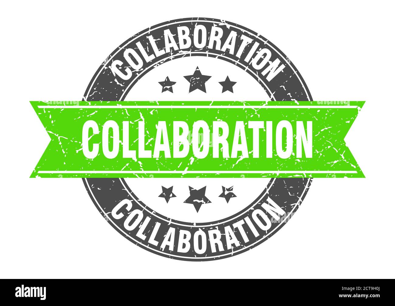 collaboration round stamp with ribbon. sign. label Stock Vector Image ...