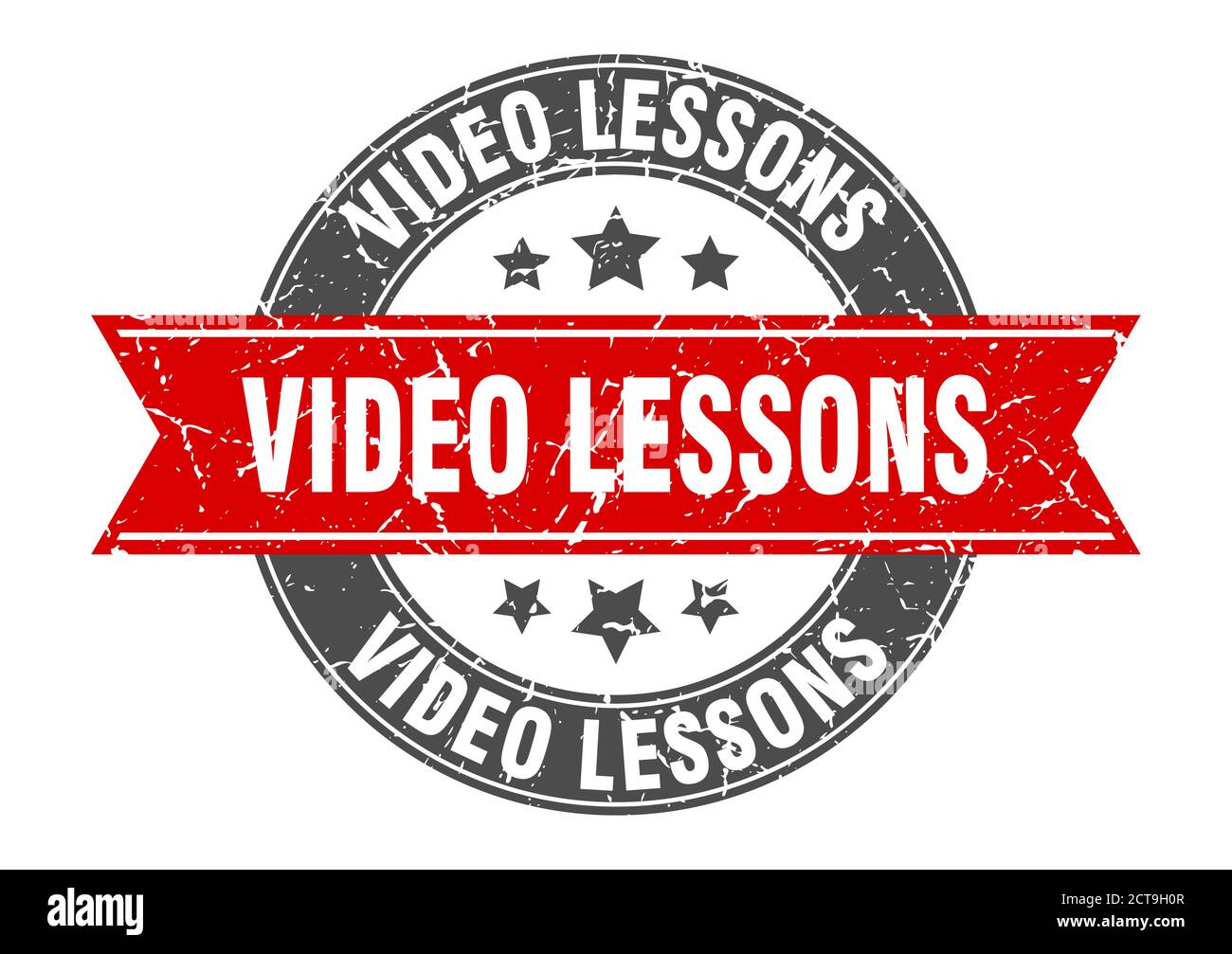 video lessons round stamp with ribbon. sign. label Stock Vector Image ...