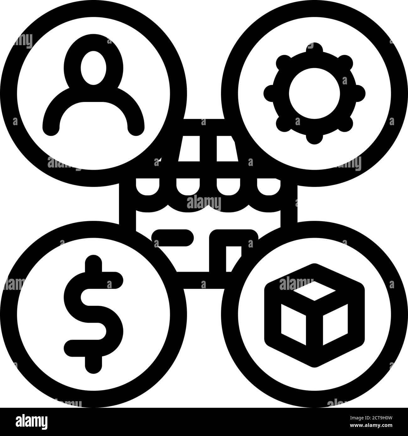 shop manager work and delivery icon vector outline illustration Stock ...