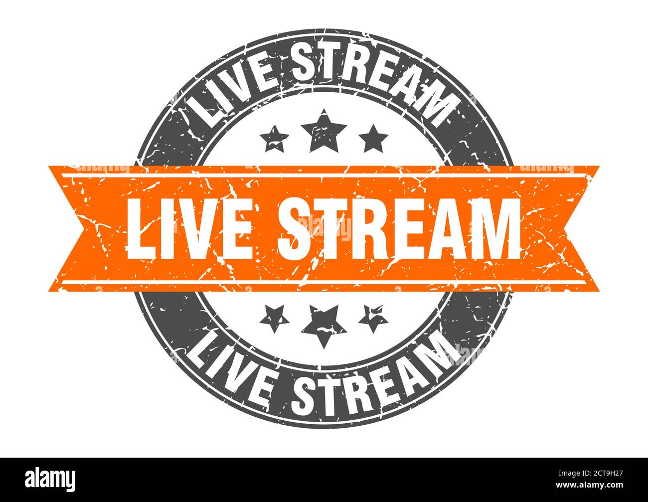 live stream round stamp with ribbon. sign. label Stock Vector Image ...