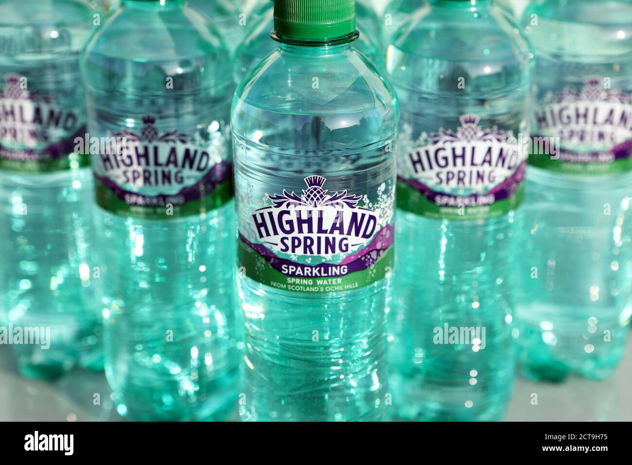 Bottles of Highland Spring water Stock Photo - Alamy