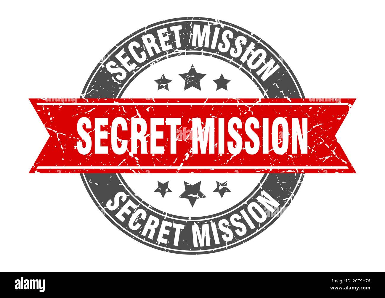 secret mission round stamp with ribbon. sign. label Stock Vector Image ...