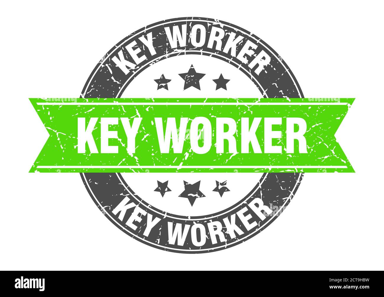 key worker round stamp with ribbon. sign. label Stock Vector Image ...